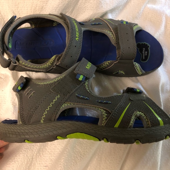 Merrell | Shoes | Merrell Panther Gray With Green Leather Sandals ...